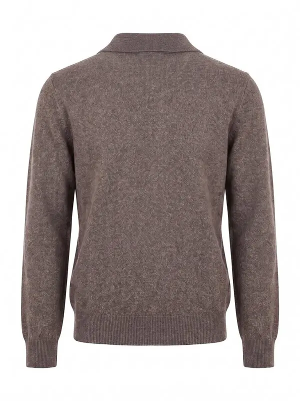 Brunello Cucinelli Mouliné Cashmere Knit Polo - Gray