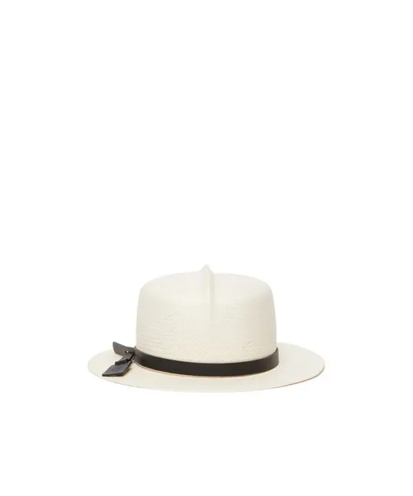 Max Mara Straw Panama Hat With Leather Logo Strap