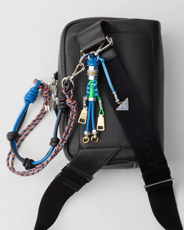 Prada Leather Shoulder Bag With Charm - Black