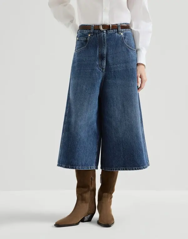 Brunello Cucinelli Cropped Denim Trousers With Monili