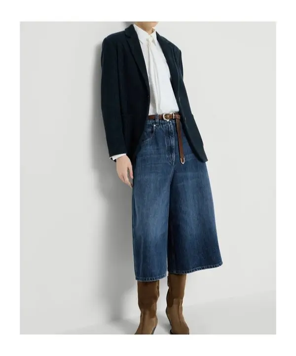 Brunello Cucinelli Cropped Denim Trousers With Monili