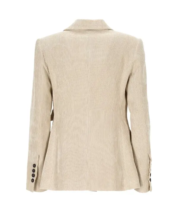 D.exterior Corduroy-effect Double-breasted Blazer