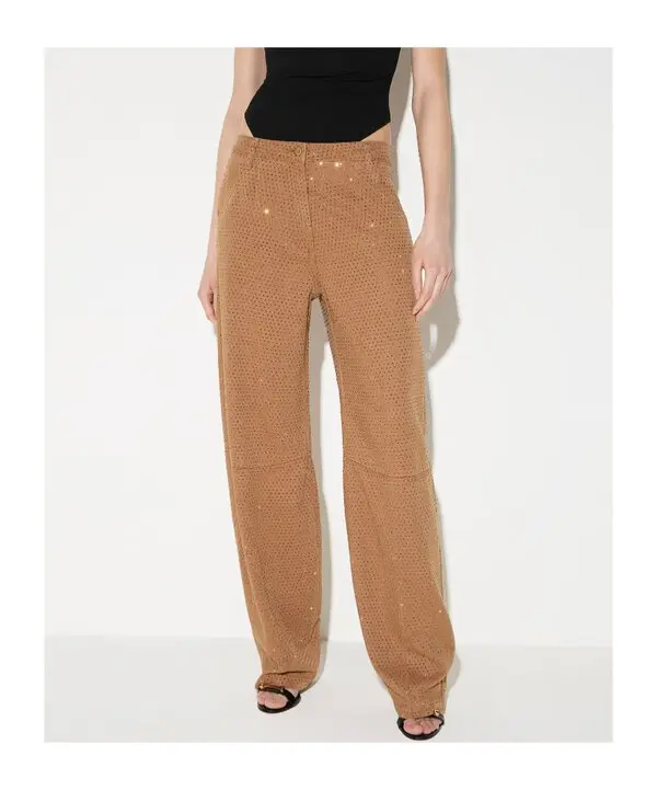 Elisabetta Franchi Balloon Denim Jeans With Rhinestones