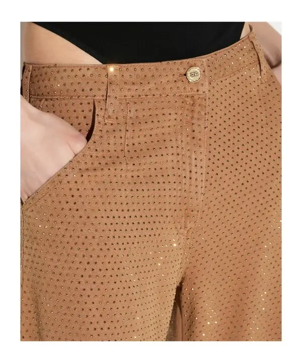 Elisabetta Franchi Balloon Denim Jeans With Rhinestones