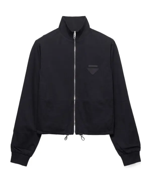 Prada Reversible Jersey Zipper Jacket With Hood - Black