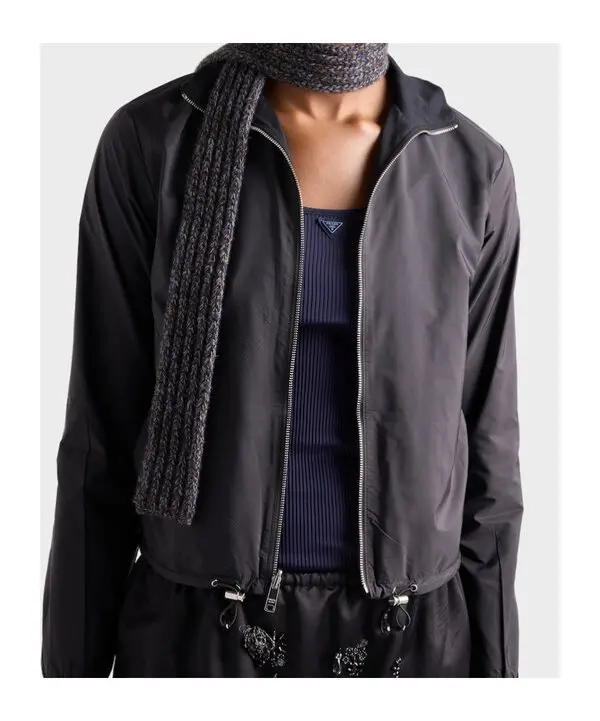 Prada Reversible Jersey Zipper Jacket With Hood