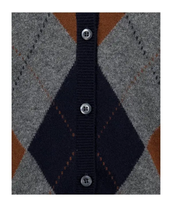Prada Argyle Embroidered V-neck Cardigan