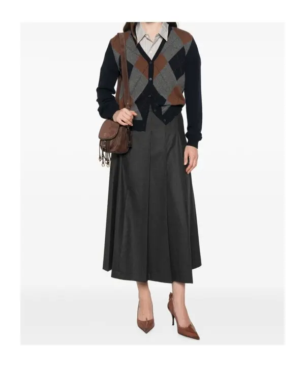 Prada Argyle Embroidered V-neck Cardigan