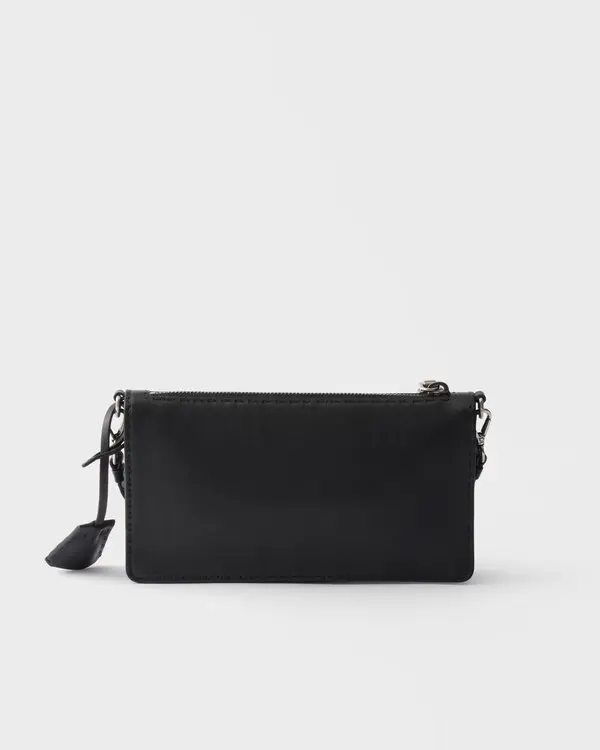 Prada Leather Zipper Clutch With Embossed Logo
