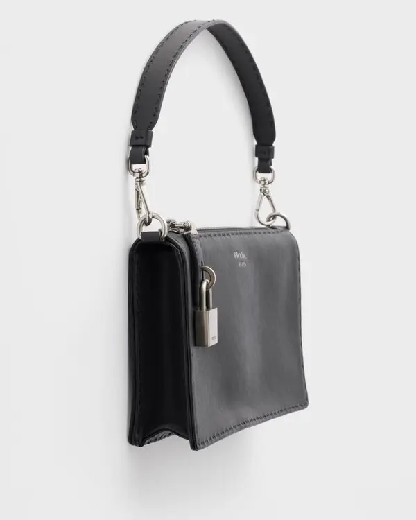 Prada Leather Zipper Clutch With Embossed Logo