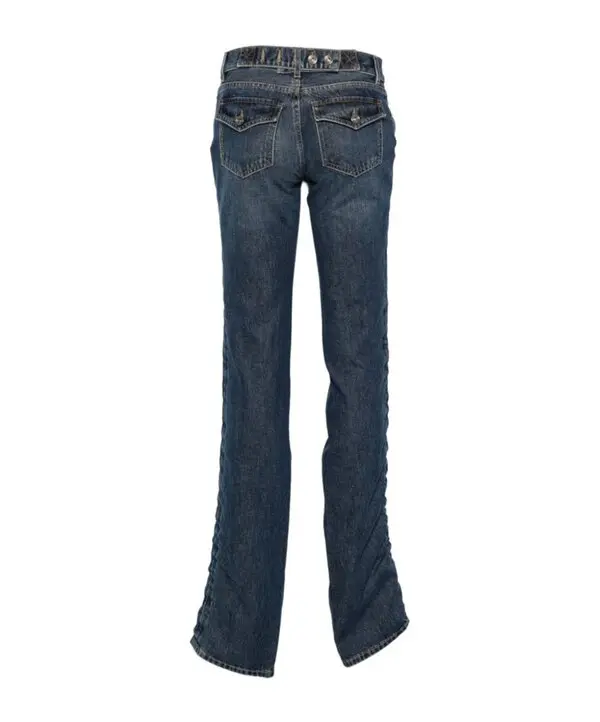 Liu Jo X Elodie Whiskered Ruched Jeans