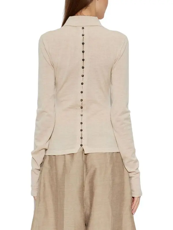 Jacquemus Long-sleeve Knitted Polo Shirt - Light Beige