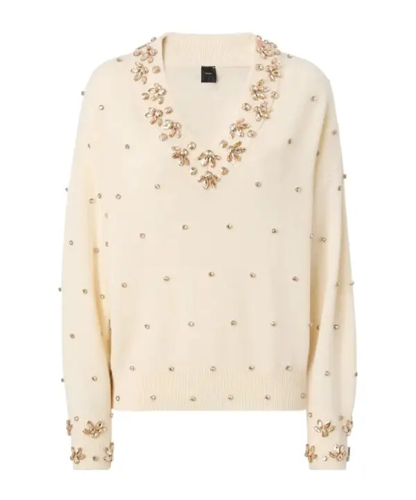 Pinko Crystal-embellished V-neck Sweater