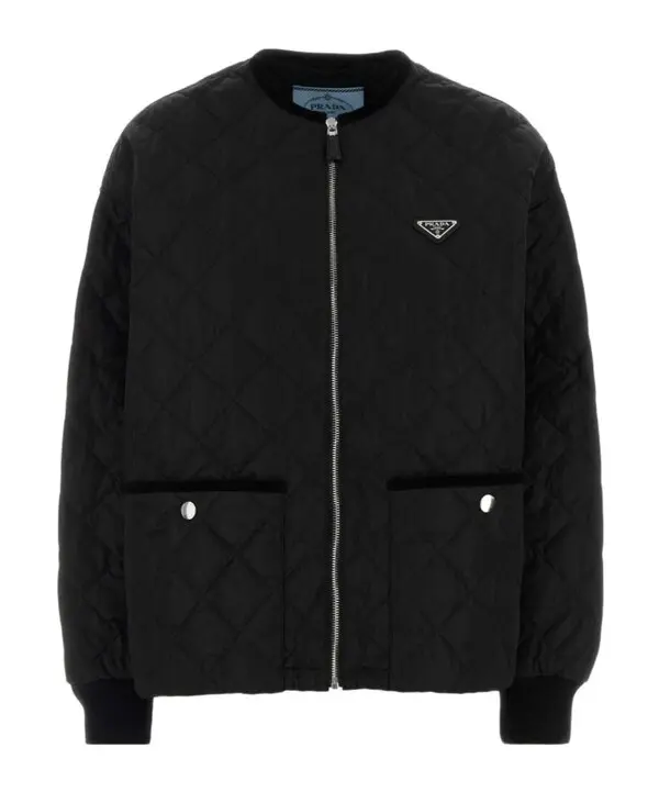 Prada Quilted Zip Jacket With Triangle Logo