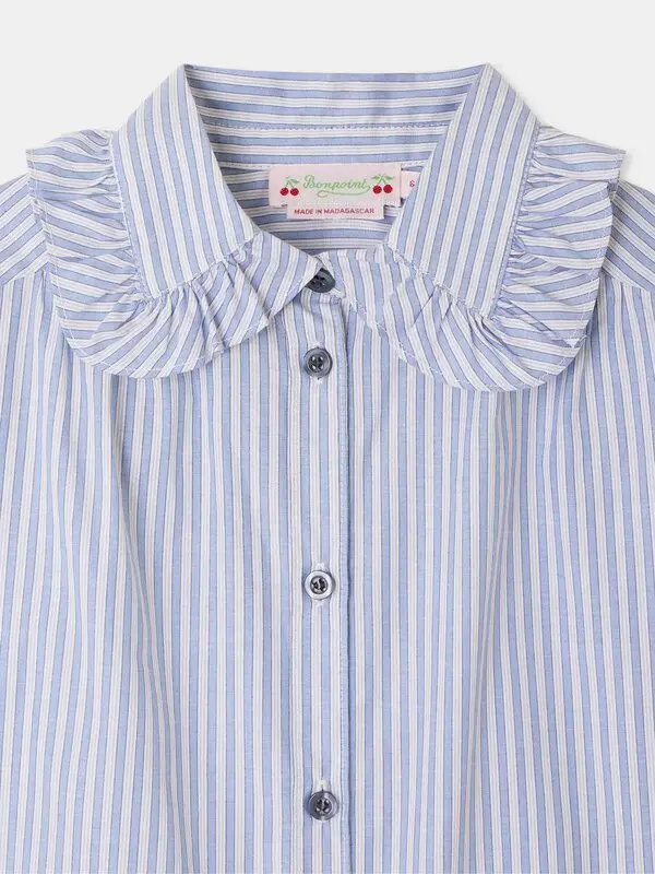 Bonpoint Mayles Blouse With Stripes And Ruffled Collar