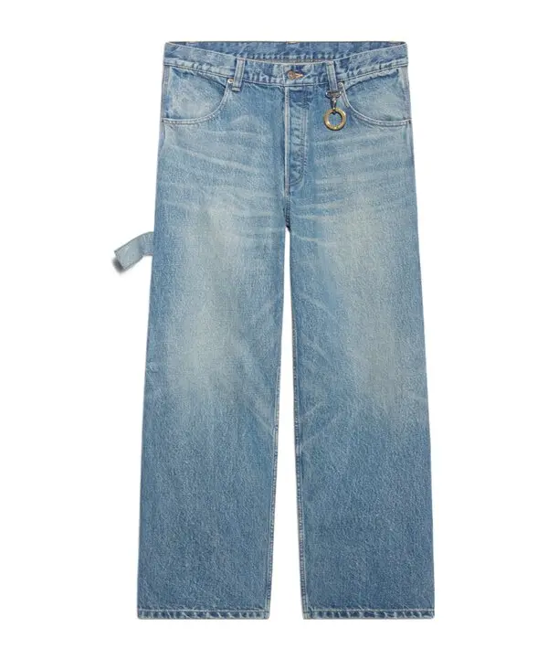 Celine Wide Leg Jeans In Cotton Denim - Clear Waterfall