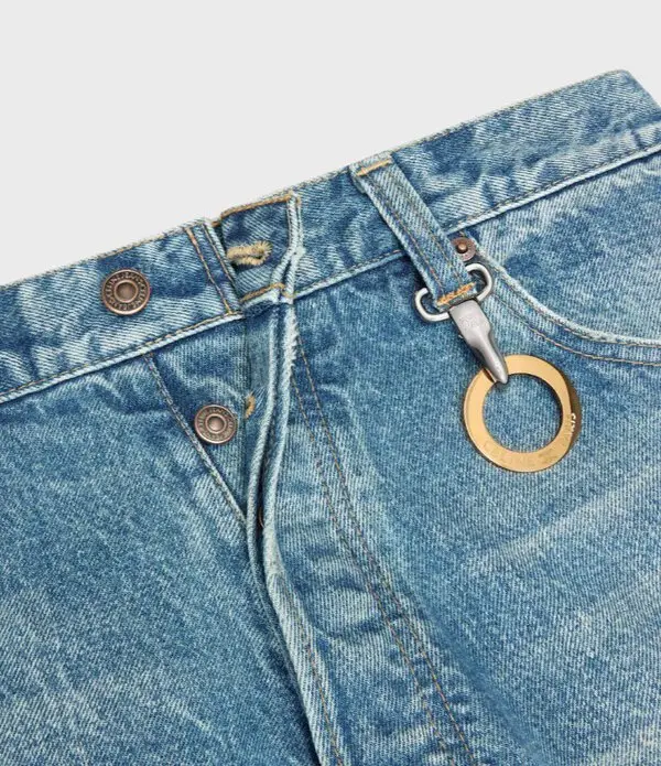 Celine Wide Leg Jeans In Cotton Denim - Clear Waterfalls