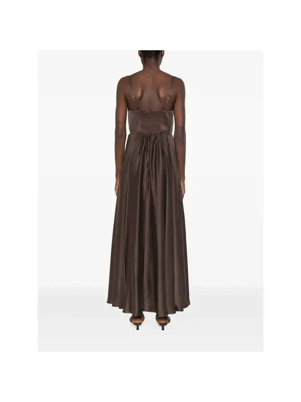 Zimmermann Sleeveless V-neck Draped Maxi Dress - Dark Chocolate