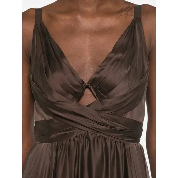 Zimmermann Sleeveless V-neck Draped Maxi Dress - Dark Chocolate