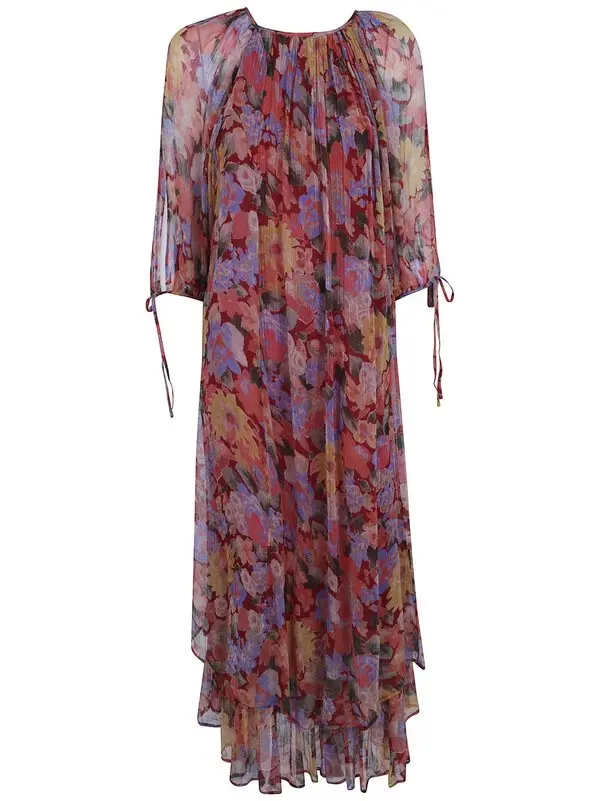 Rixo Floral Pleated Midi Dress