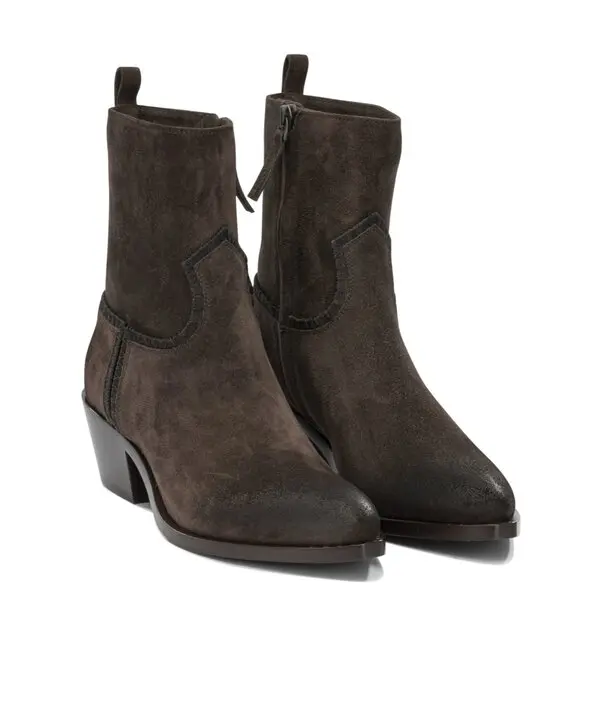 Sartore Velour 45mm' Ankle Boots With Zipper