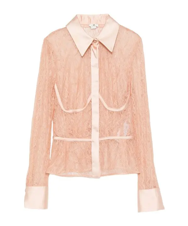 Elisabetta Franchi Lace-panelled Satin-trim Shirt