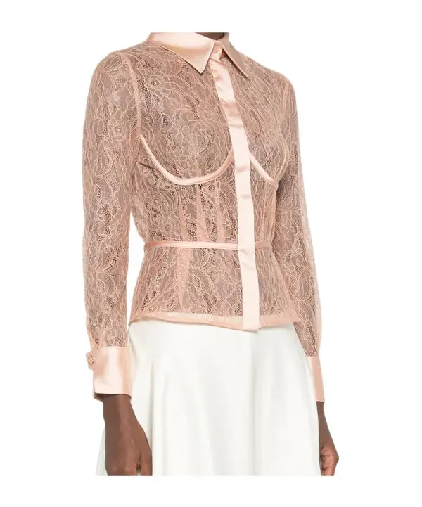 Elisabetta Franchi Lace-panelled Satin-trim Shirt