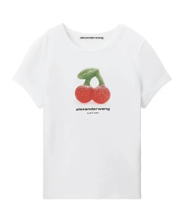 Alexander Wang Cher Ry Graphic Fitted Ringer Tee - White