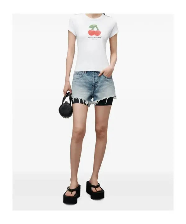 Alexander Wang Cher Ry Graphic Fitted Ringer Tee