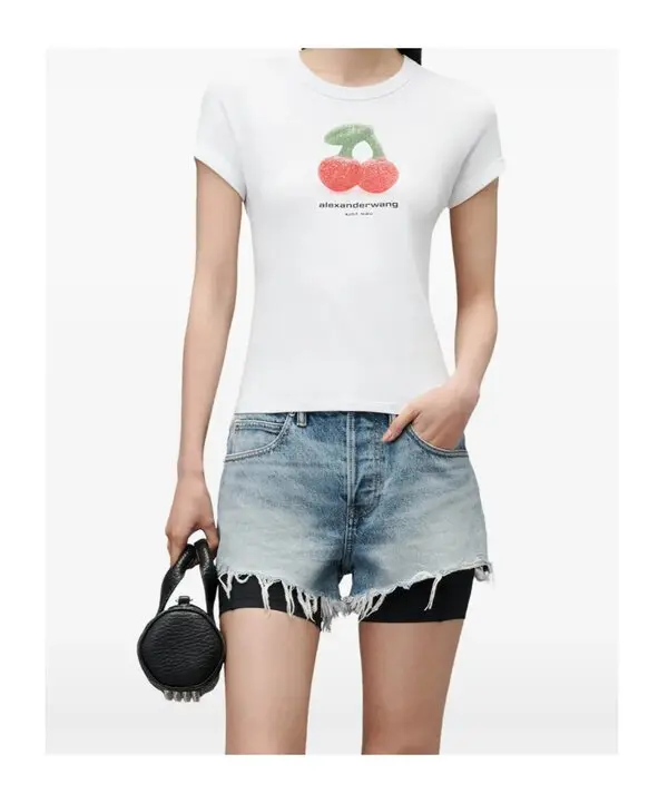 Alexander Wang Cher Ry Graphic Fitted Ringer Tee