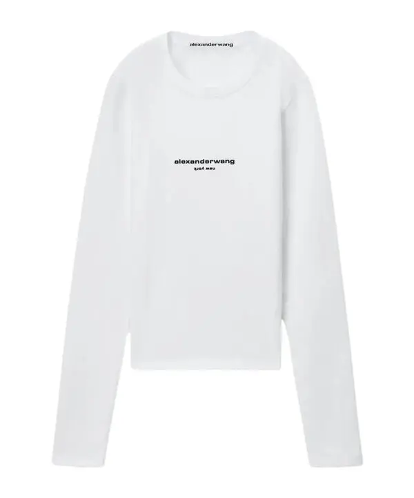 Alexander Wang Logo Print Slim Fit Long Sleeve T-shirt