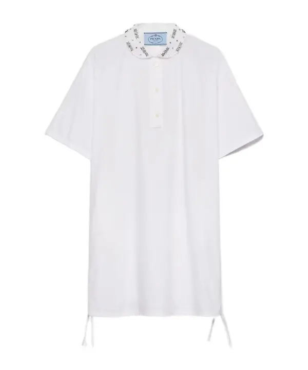 Prada Embroidered Poplin Mini-dress