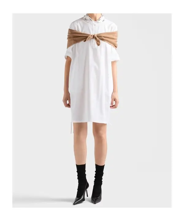 Prada Embroidered Poplin Mini-dress