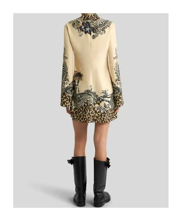 Etro Envers Satin Mini Dress With Front Print And Leopard Motif
