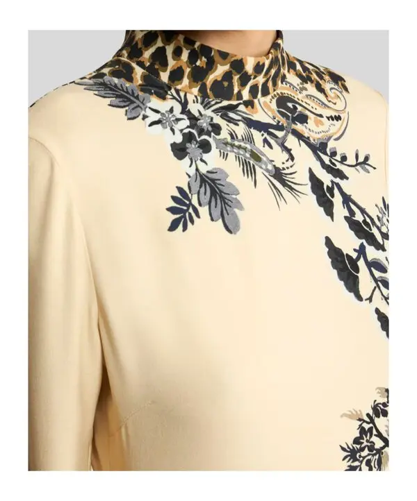 Etro Envers Satin Mini Dress With Front Print And Leopard Motif