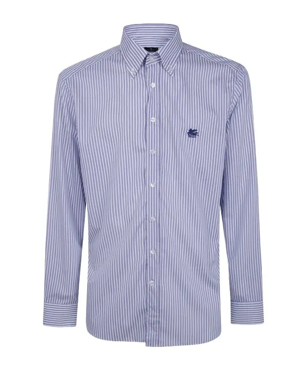 Etro Striped Embroidered-logo Shirt