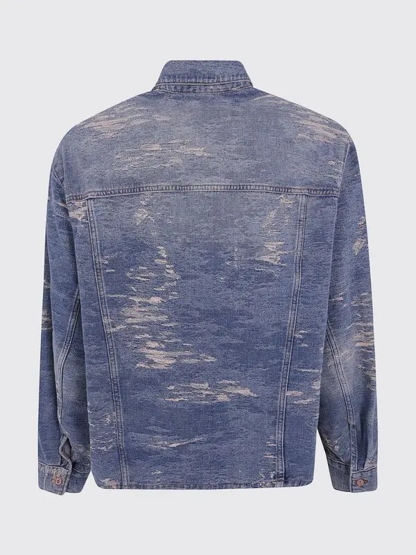 Emporio Armani Distressed Denim Shirt Jacket With Patch Pockets