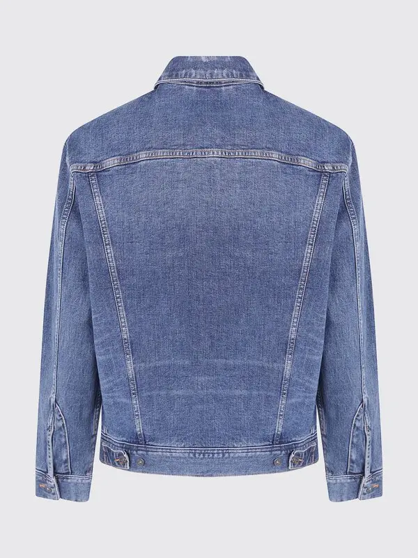 Emporio Armani Short Cotton Denim Jacket With Flap Patch Pockets
