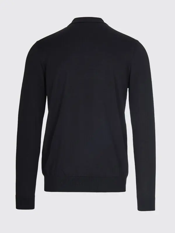 PAOLO PECORA Long-sleeved Wool Knit Polo Shirt With Zip Closure - Black