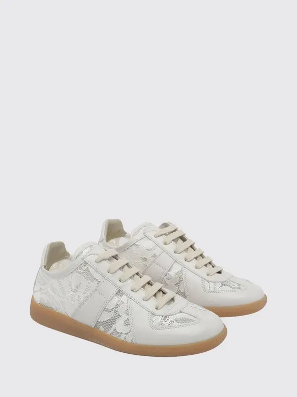 MAISON MARGIELA Replica Trainers With Floral Lace Embroidery - White