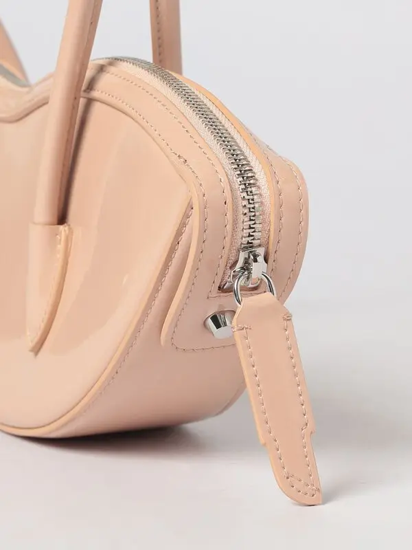Fiorucci Lips Handbag In Patent Synthetic Leather With Double Handle - Pink