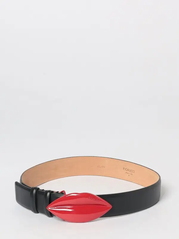 Fiorucci Lips Calf Leather Belt - Black