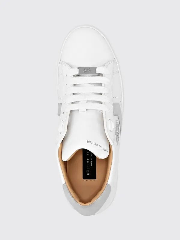 Philipp Plein Leather Low-top Trainers With Monogram Pattern And Hexagon Logo