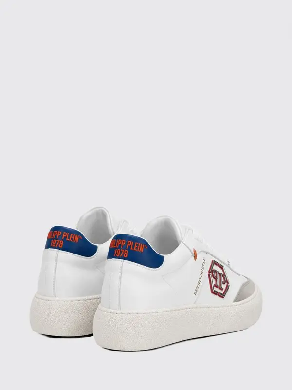 Philipp Plein Retro Hustle Monogram Leather Low-top Trainers With Platform Sole - White