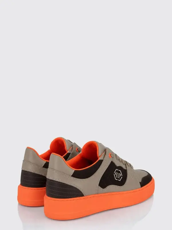 Philipp Plein Bicolour Leather And Suede Low-top Trainers - Beige