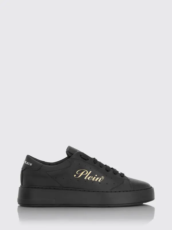 Philipp Plein Leather Low-top Trainers With Chunky Sole And Laminated Logo - Black 1