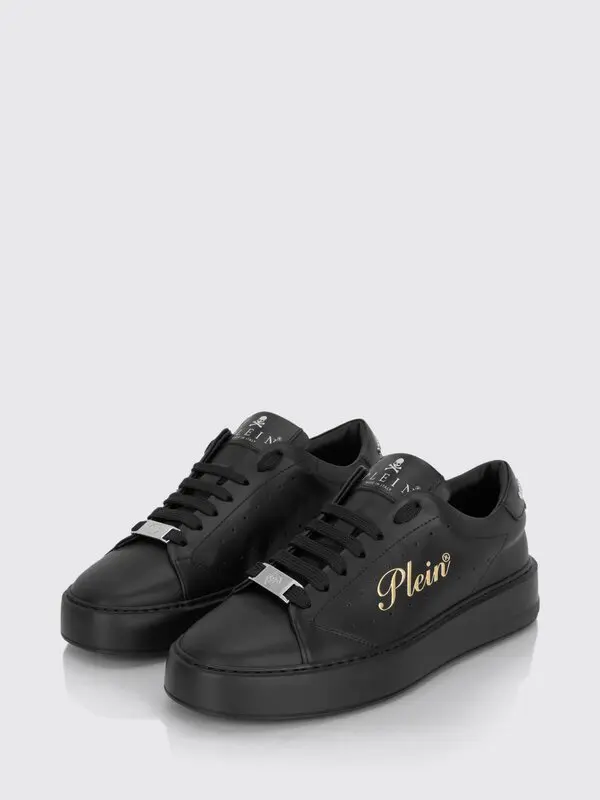 Philipp Plein Leather Low-top Trainers With Chunky Sole And Laminated Logo - Black 1