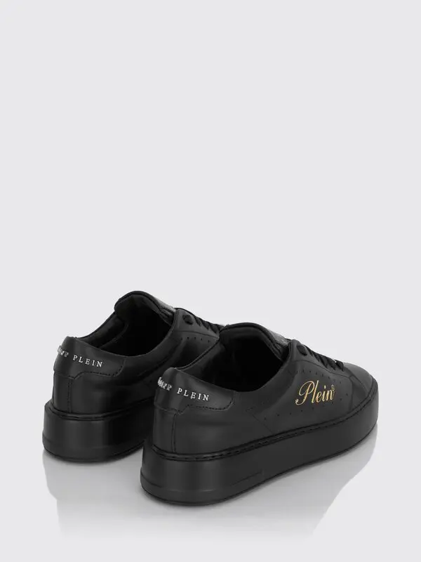 Philipp Plein Leather Low-top Trainers With Chunky Sole And Laminated Logo - Black 1