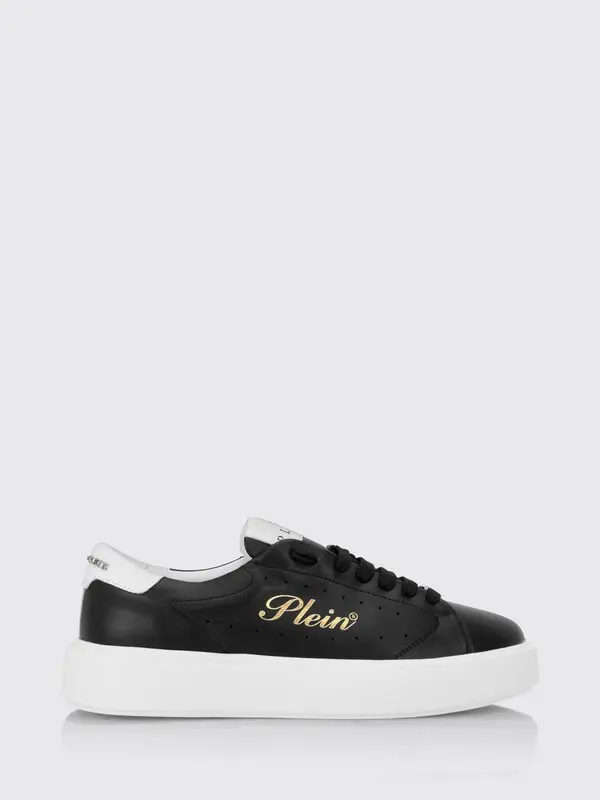 Philipp Plein Leather Low-top Trainers With Chunky Sole And Laminated Logo - Black