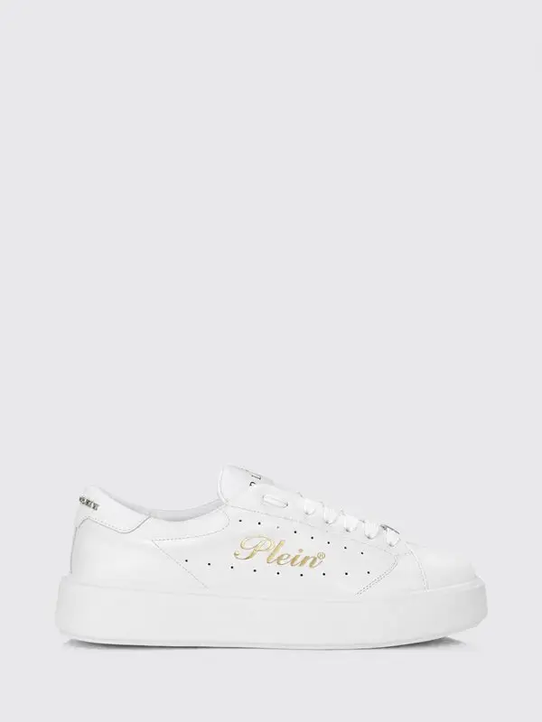 Philipp Plein Leather Low-top Trainers With Chunky Sole And Laminated Logo - White 1